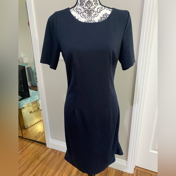Tahari | Dresses | Tahari Navy Career Dress Sz 8 Featuring Ruffle Back ...